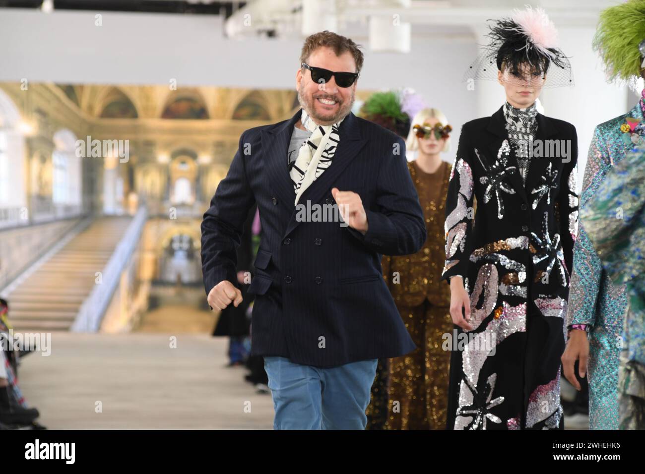 New York, USA. 09th Feb, 2024. Fashion Designer Johnson Hartig walks ...