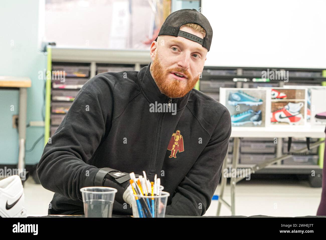 Henderson, Nevada, USA, February 9, 2024, MAXX CROSBY painting some ...