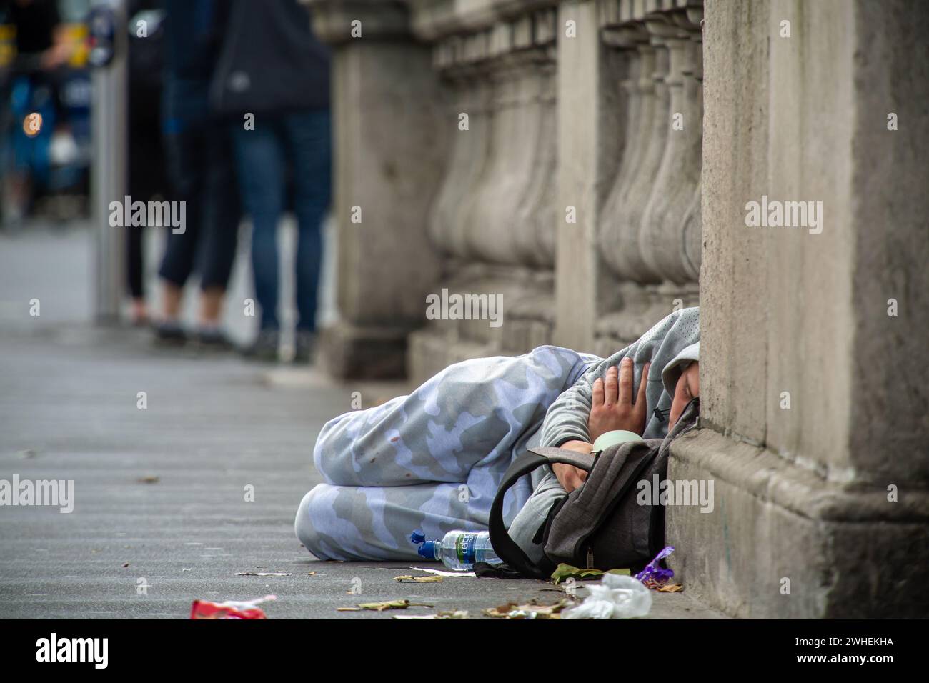 "11.07.2019, Ireland, County Dublin, Dublin - Sleeping young homeless ...