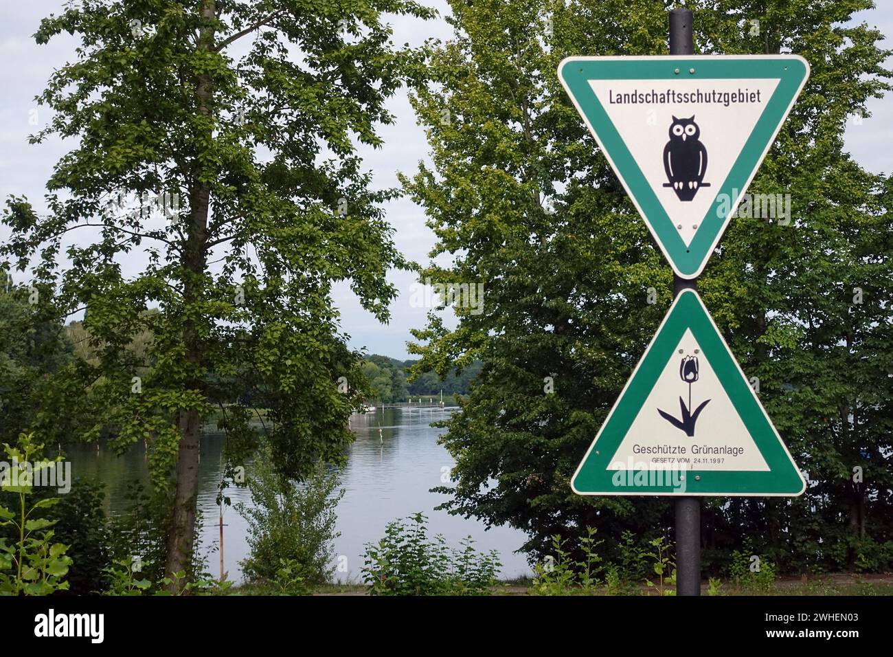 "11.08.2023, Germany, Berlin, Berlin - Signs for landscape conservation ...