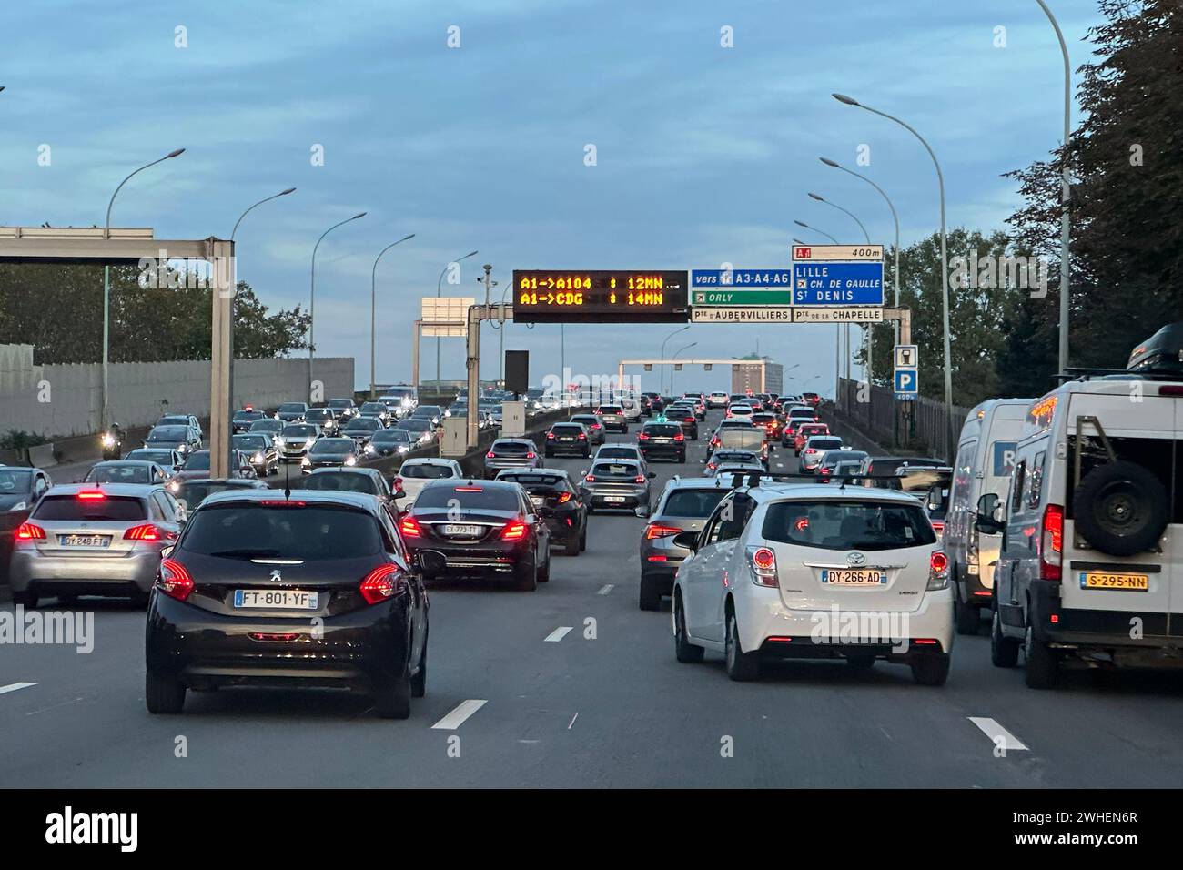 "01.10.2023, France, , Paris - Traffic jam on the Boulevard ...