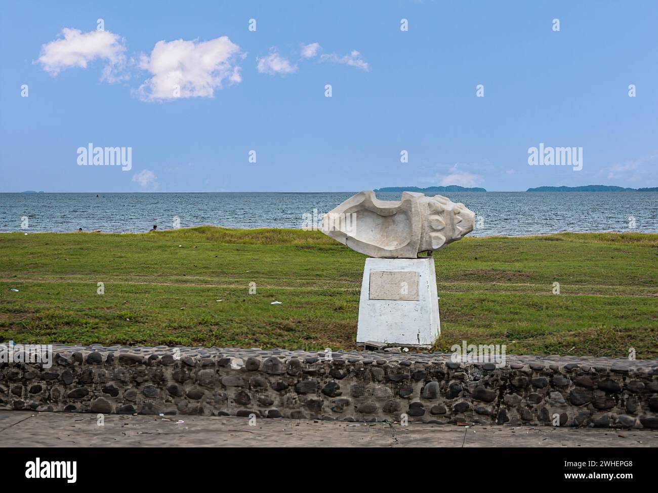 Costa Rica, Puntarenas - July 22, 20.23: White stone sculpture along ...