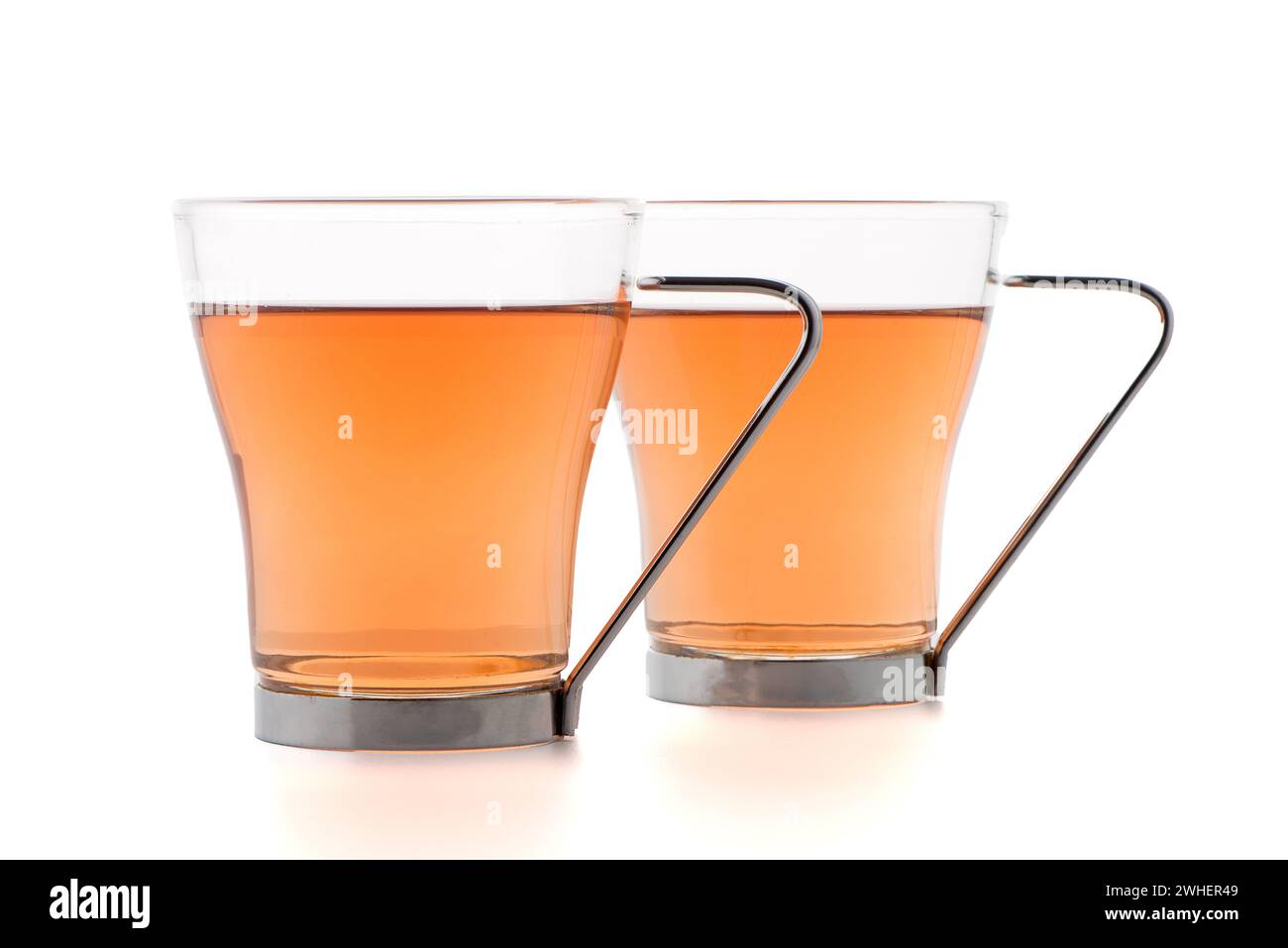 Two glass cups of black tea Stock Photo - Alamy