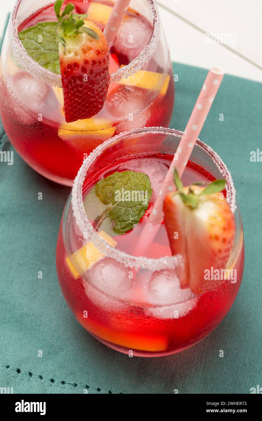 Cold strawberry drink Stock Photo - Alamy