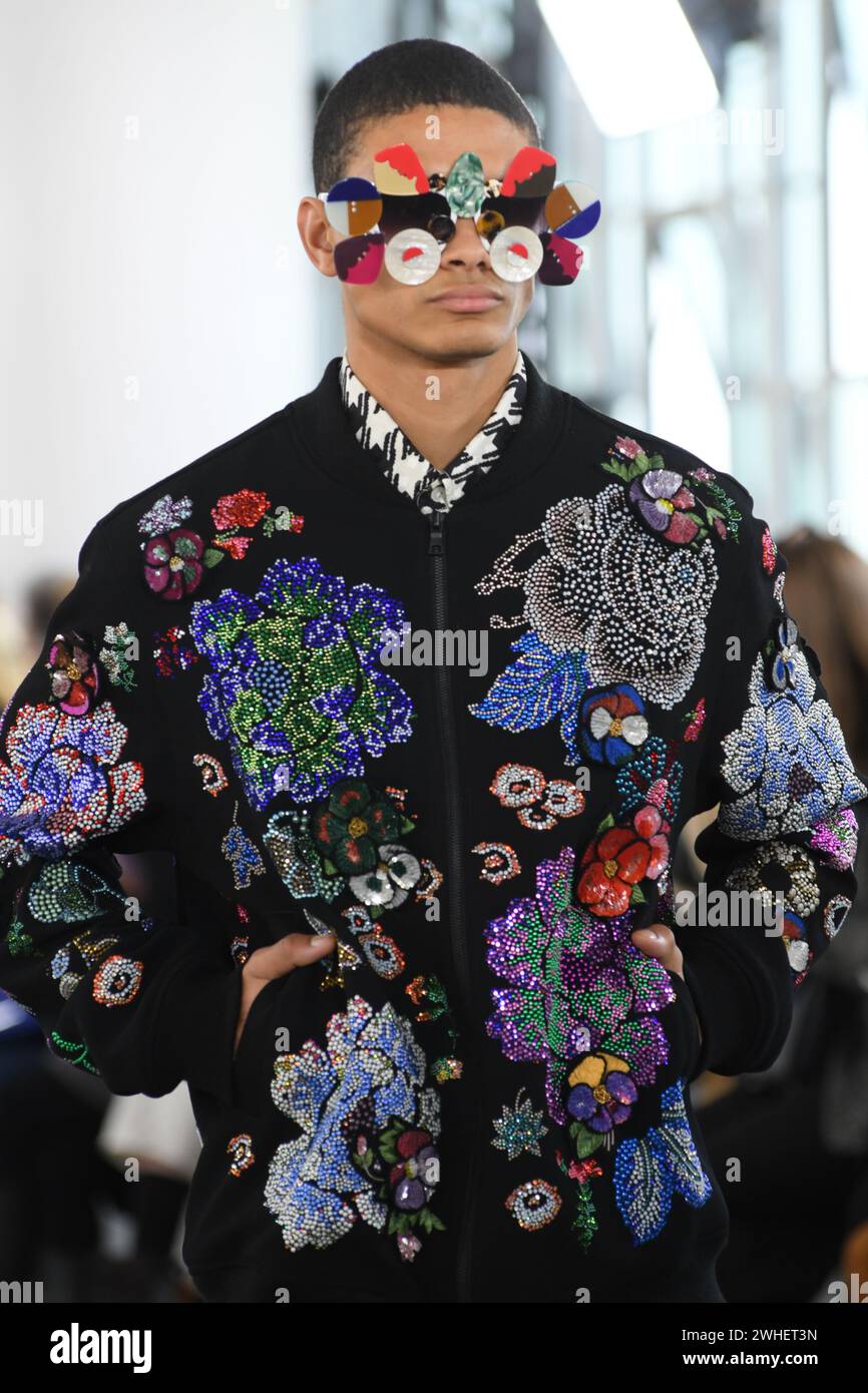 New York, USA. 09th Feb, 2024. A model walks the runway at the ...