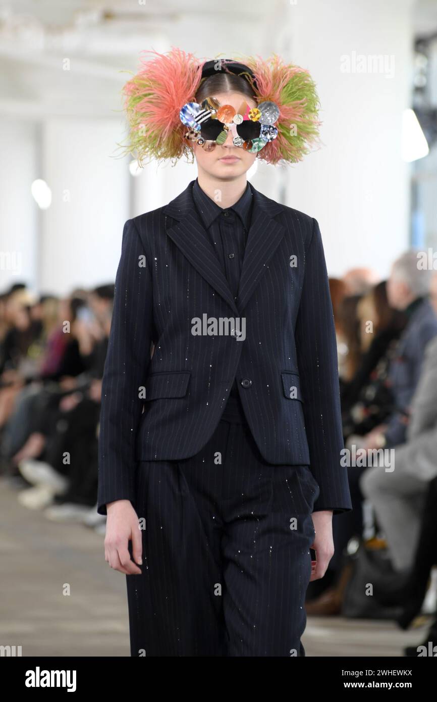 New York, USA. 09th Feb, 2024. A model walks the runway at the ...