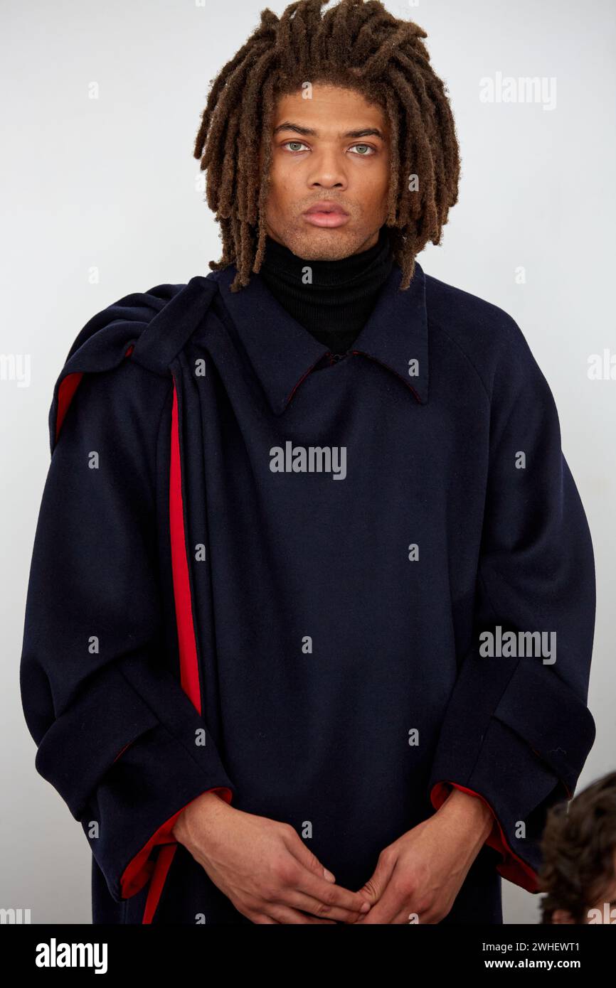 New York, New York, USA. 9th Feb, 2024. A model presents a creation ...