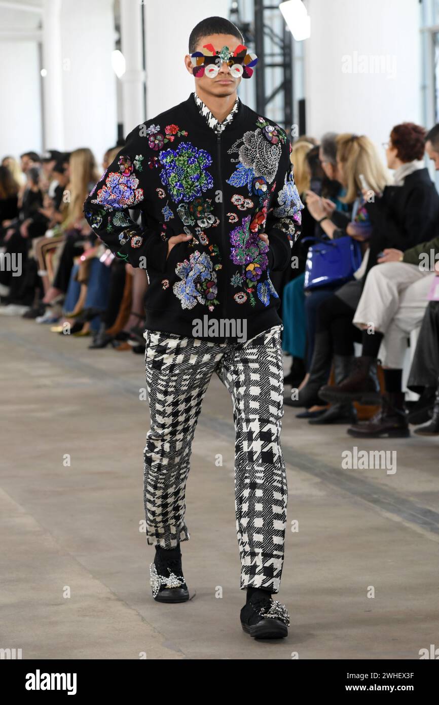 New York, USA. 09th Feb, 2024. A model walks the runway at the ...