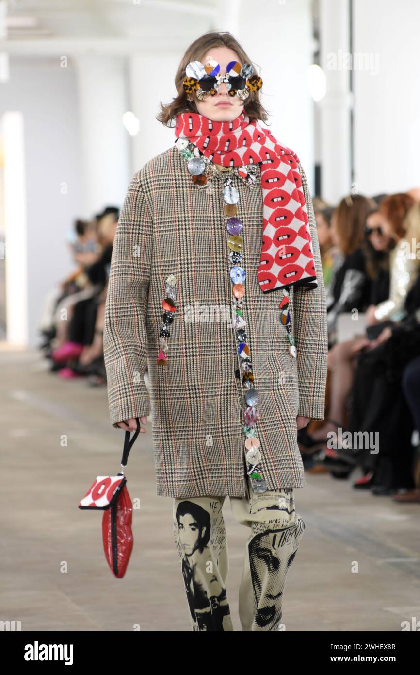 New York, USA. 09th Feb, 2024. A model walks the runway at the ...