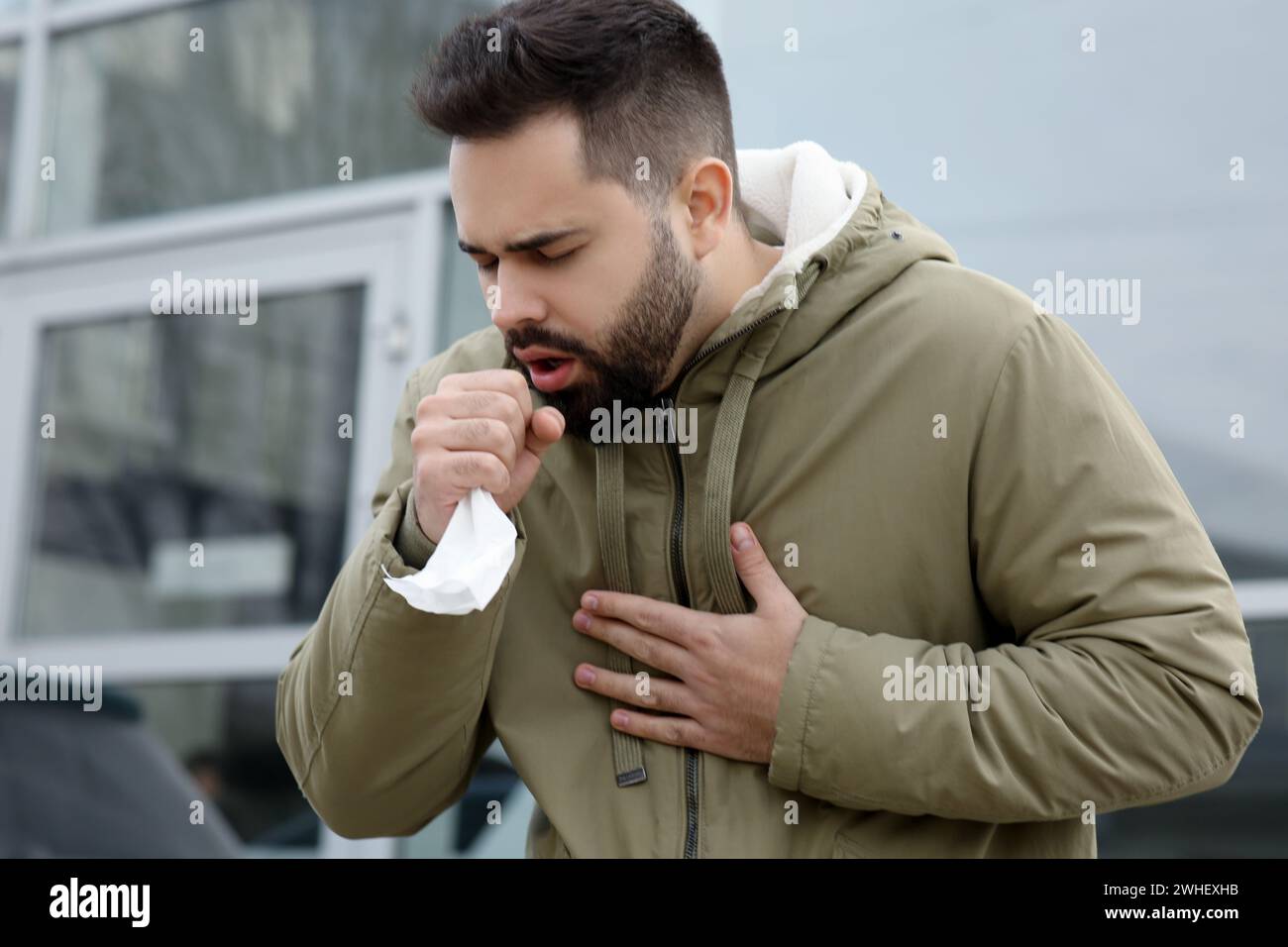Sick male coughing symptoms bronchitis hi-res stock photography and ...