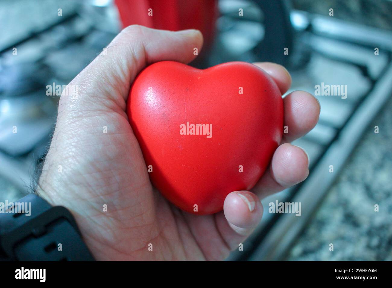 An image of peace: a hand carefully holds a red foam heart, inviting ...