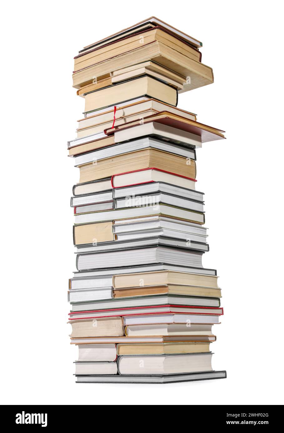High stack of many different books isolated on white Stock Photo - Alamy
