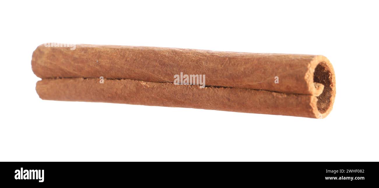 One aromatic cinnamon stick isolated on white Stock Photo - Alamy