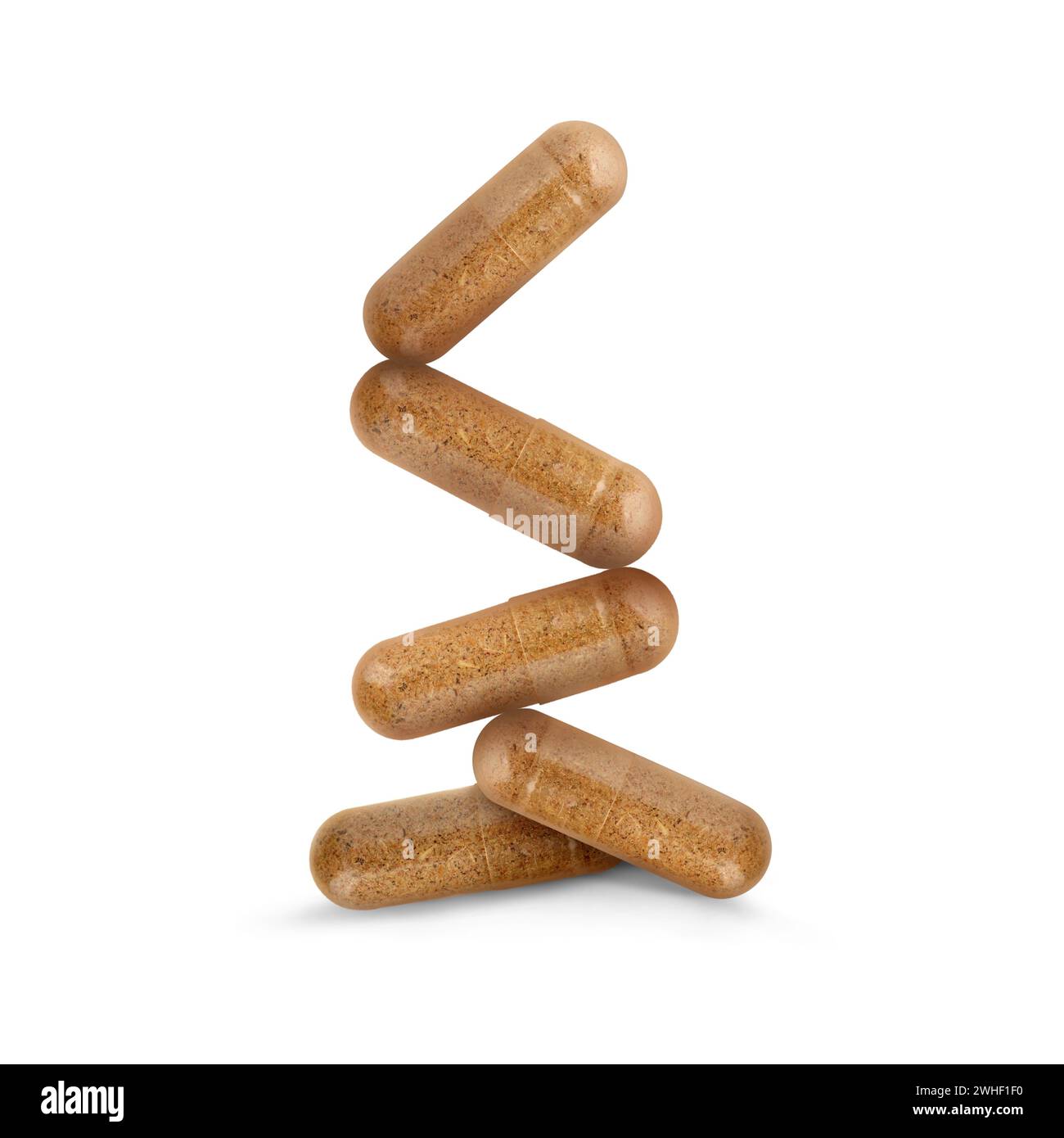 Vitamin. Many capsules falling on white background Stock Photo - Alamy