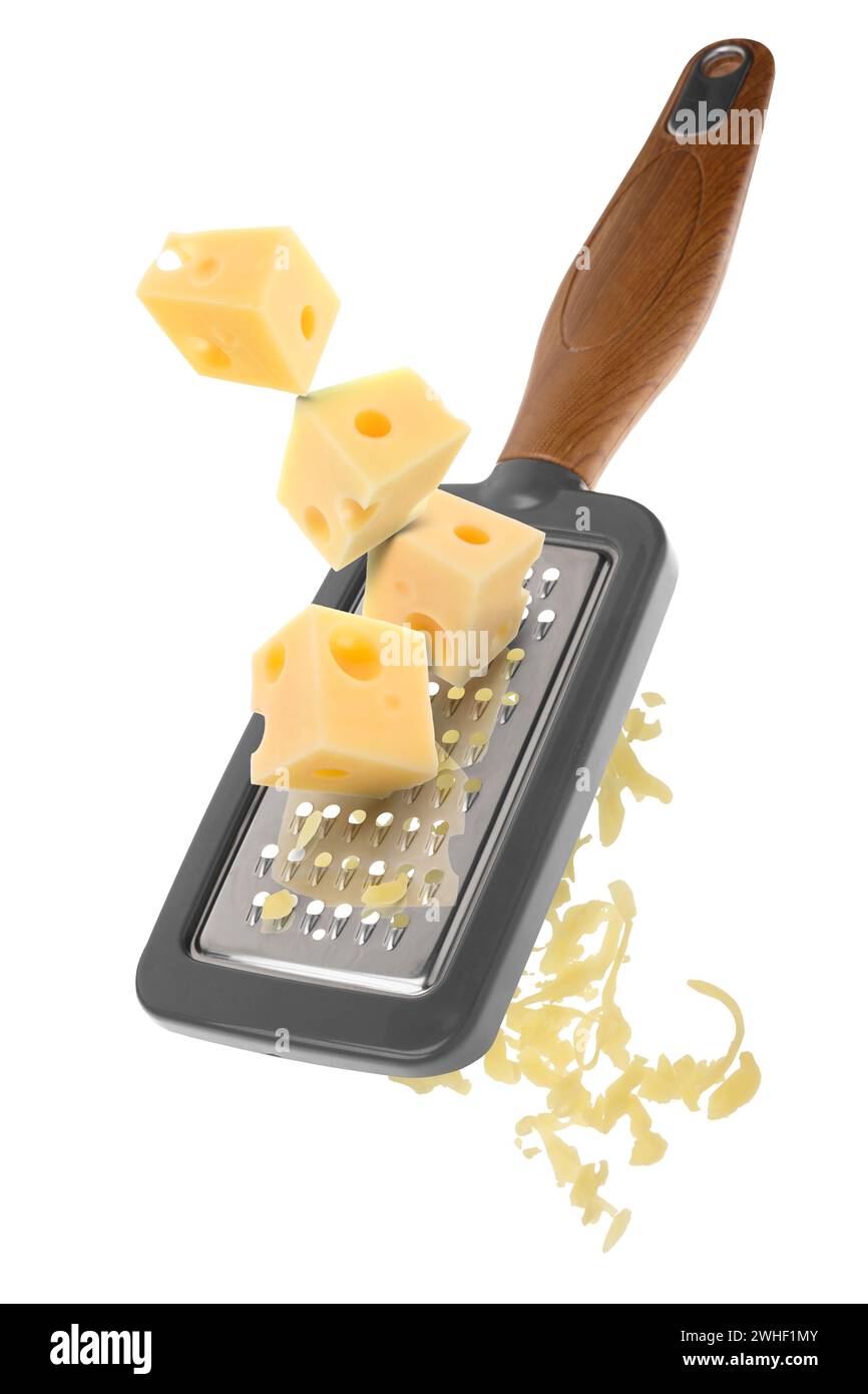 Grated cheese falling isolated hi-res stock photography and images - Alamy