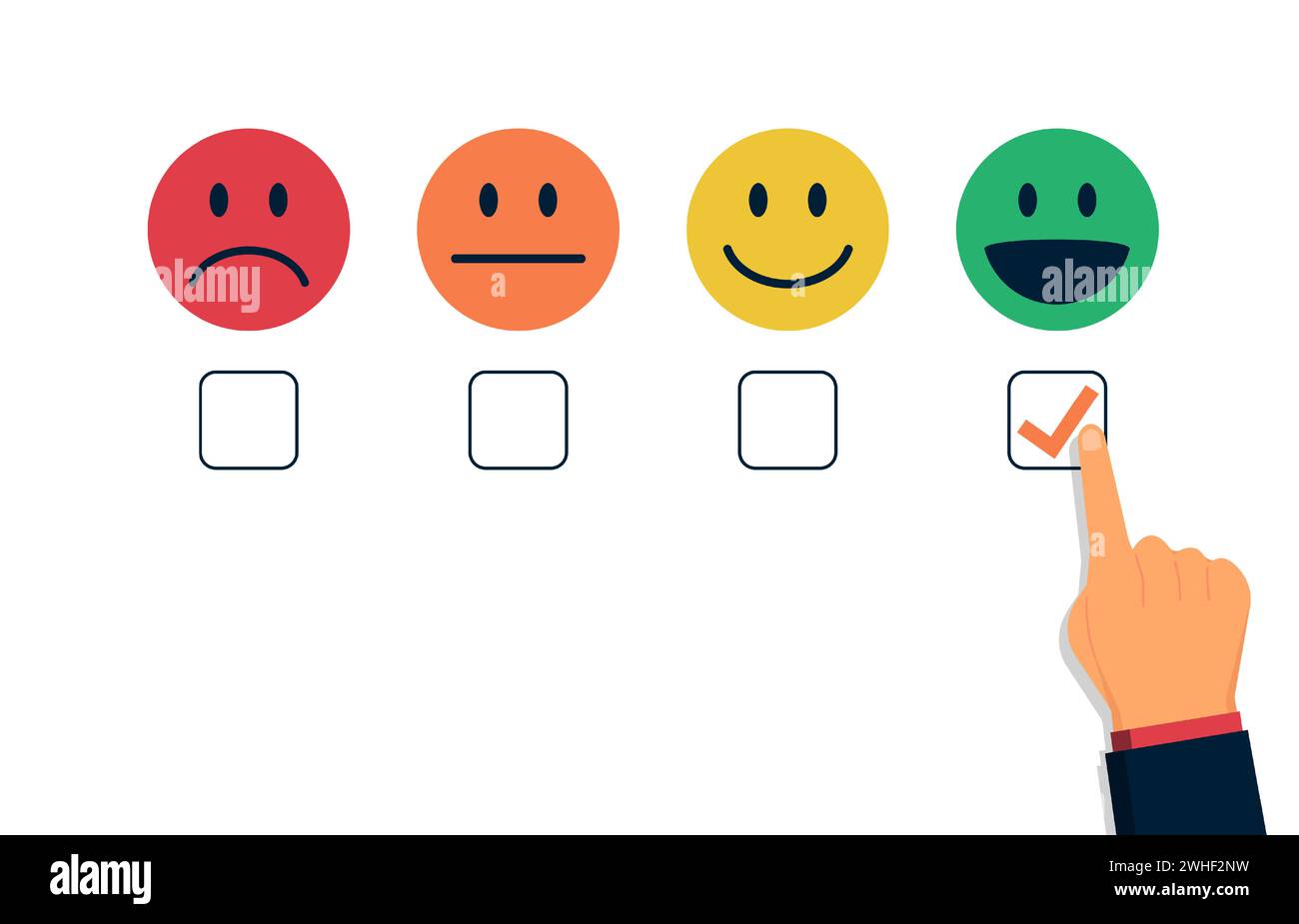 Customer satisfaction rating concept with hand choosing one of checkbox ...