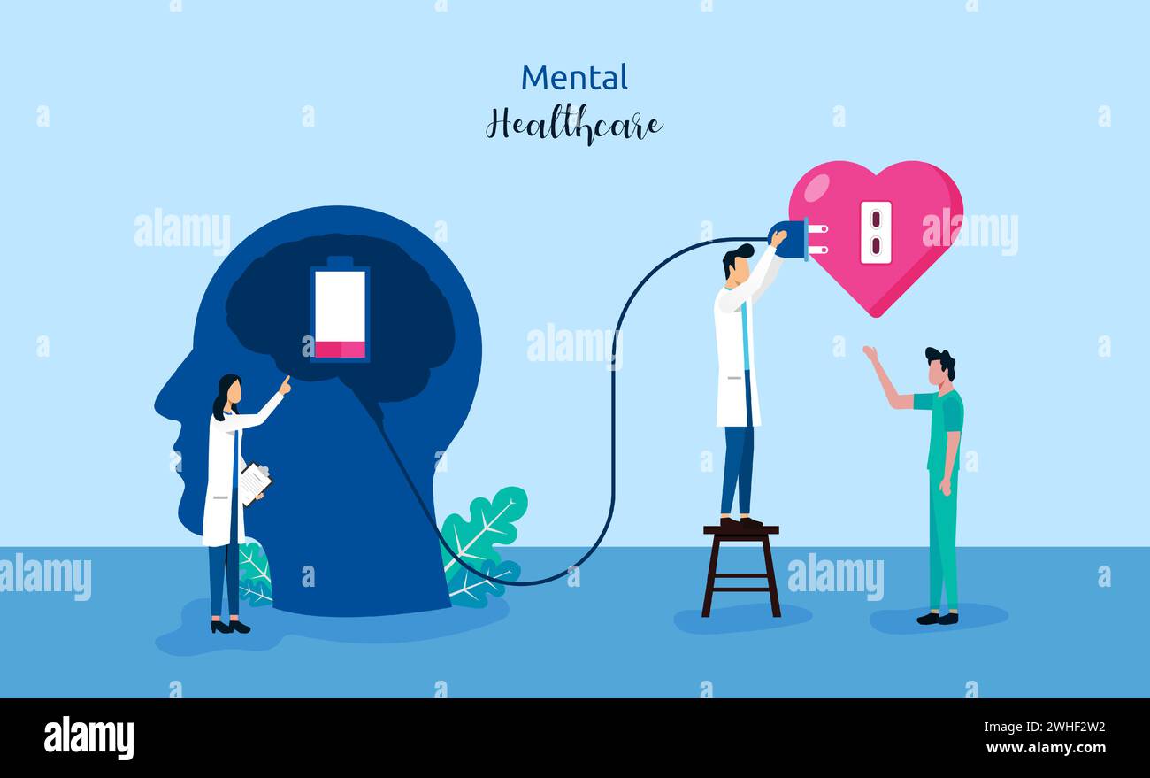 Mental health care concept with doctors give treatment for patient ...