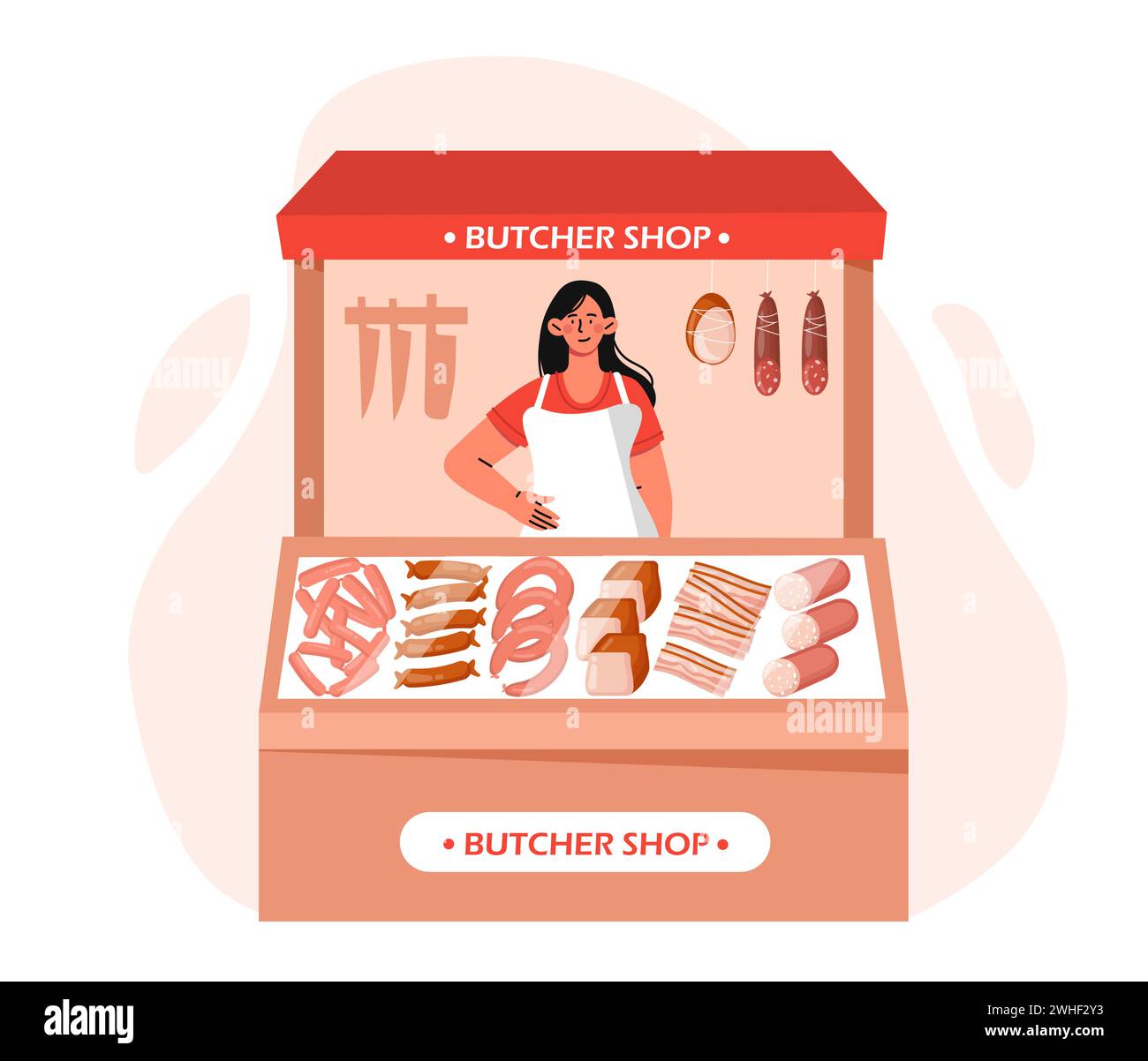 Woman in butcher shop vector concept Stock Vector Image & Art - Alamy
