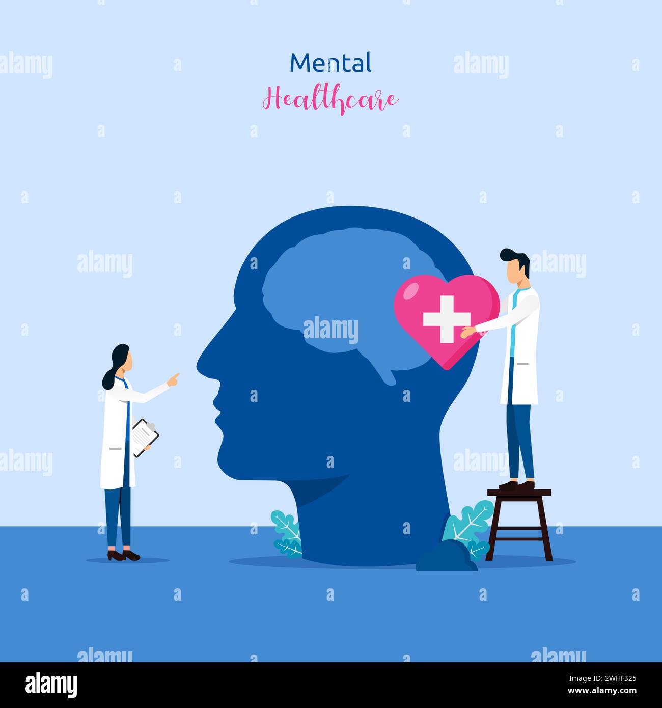 Mental health medical treatment vector illustration. specialist doctor ...