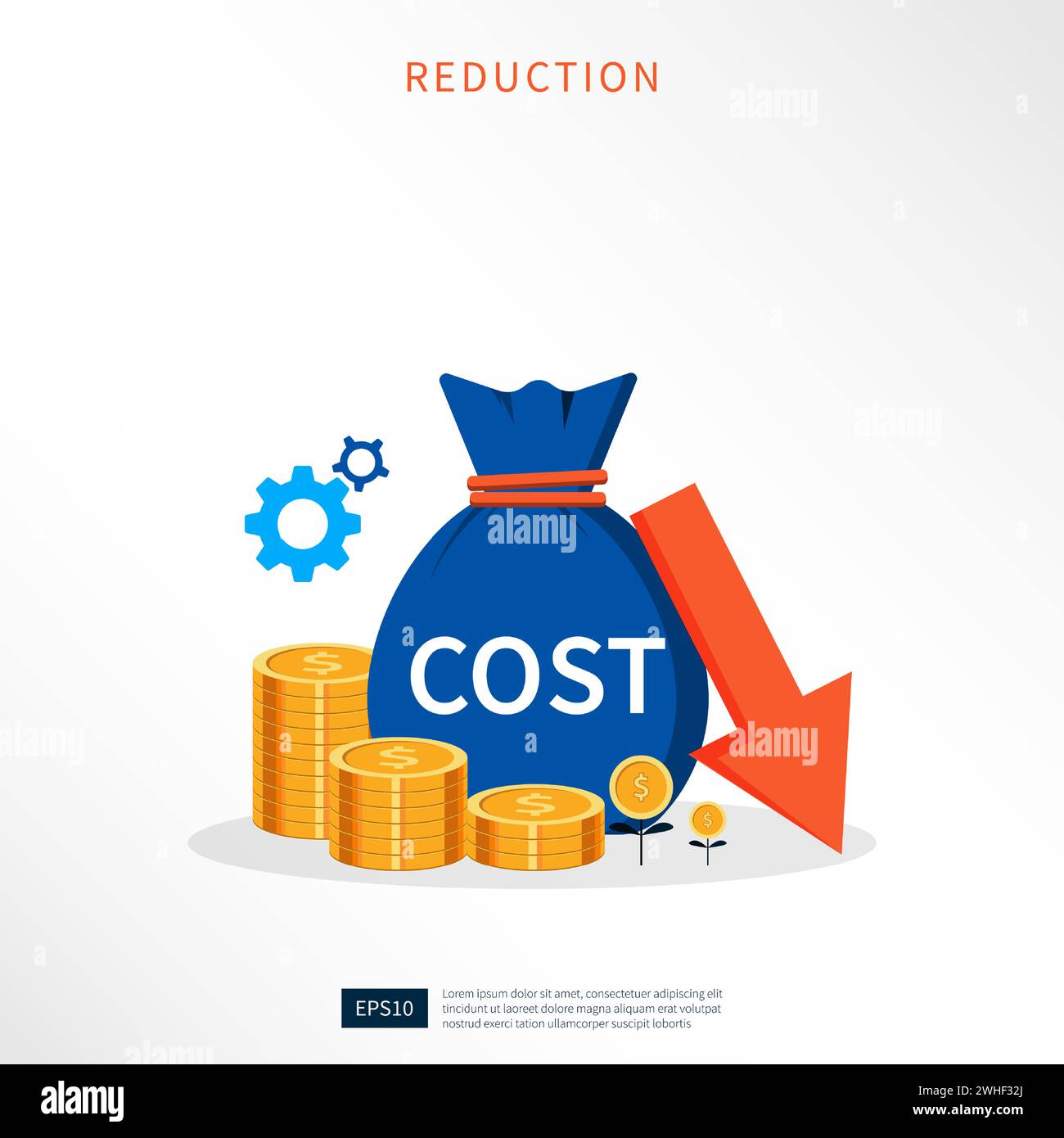 Costs reduction, costs cut, costs optimization business concept illustration Stock Vector Image ...