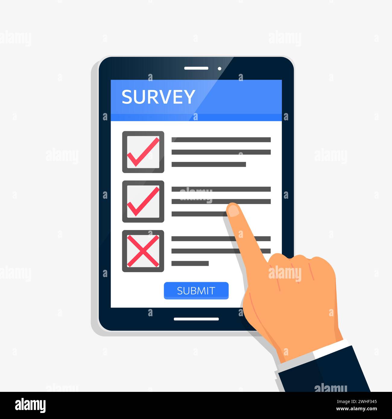 Survey form online vector illustration. Fill questionnaire, assessment ...