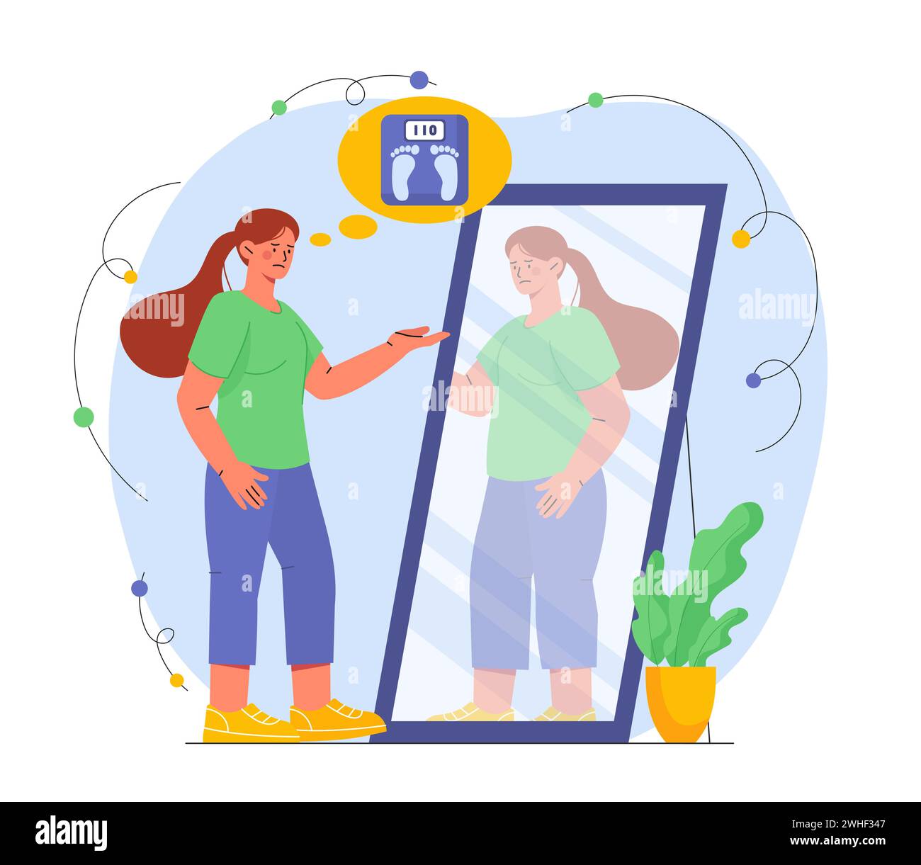 Woman overweight unhappy mirror hi-res stock photography and images - Alamy