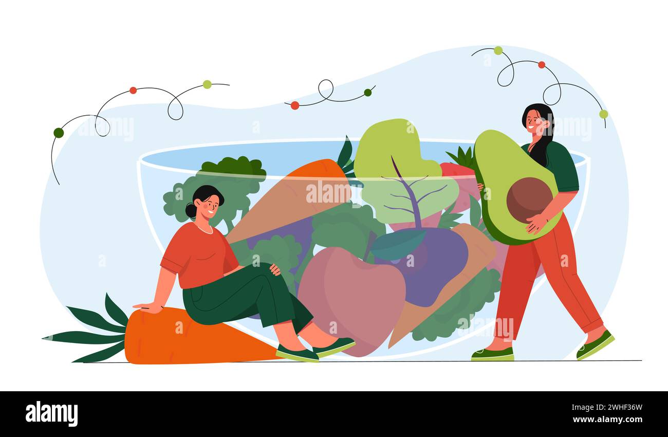 Women eating healthy food Stock Vector Images - Alamy
