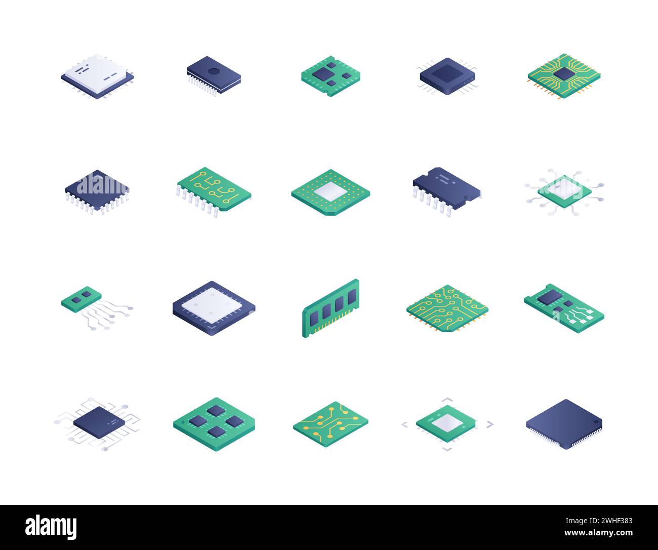 Microchips isometric icons vector set Stock Vector Image & Art - Alamy
