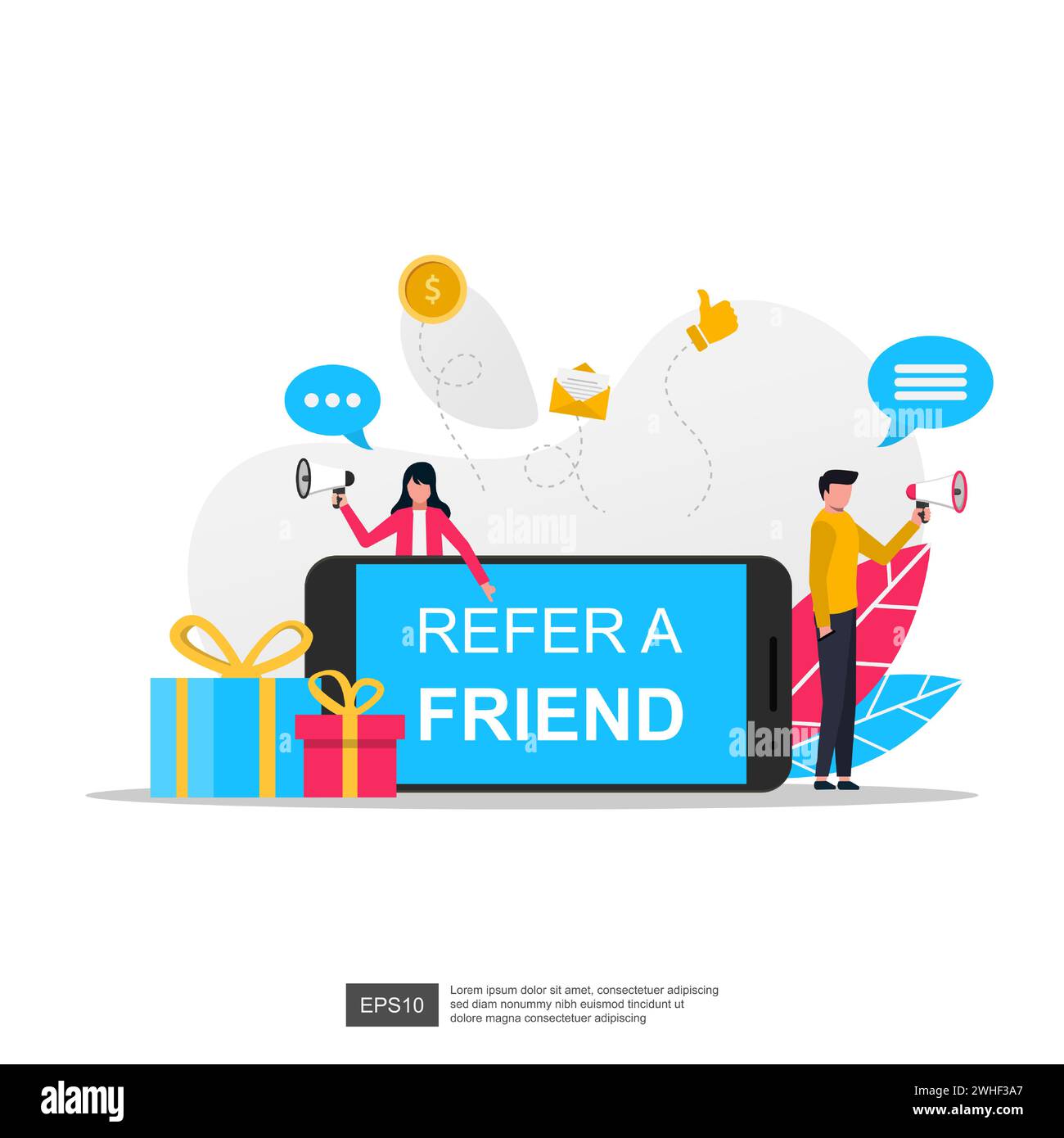 Refer a friend concept to get rewards vector illustration Stock Vector ...