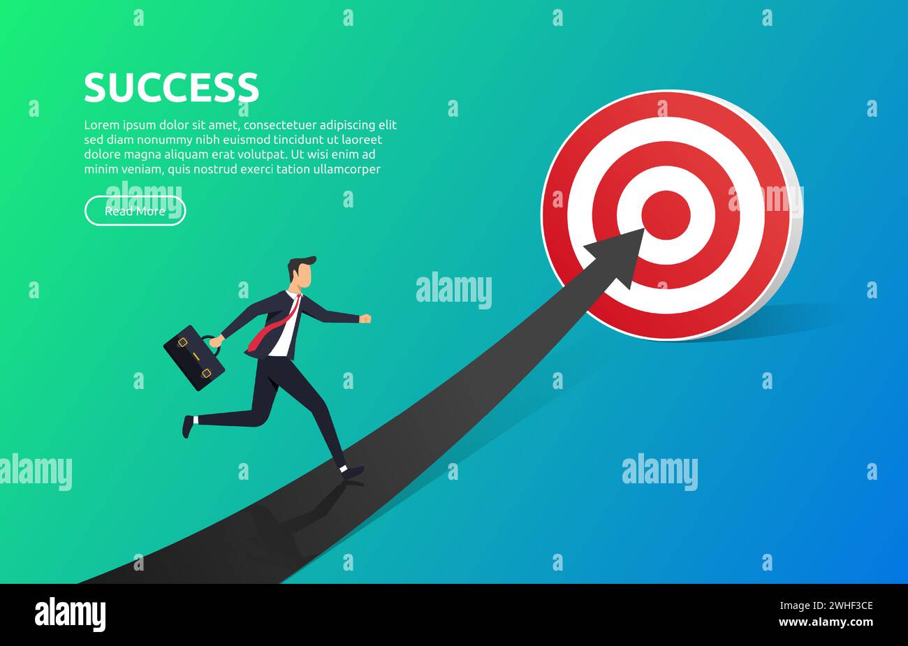 Businessman running on arrow to achieve the target illustration ...