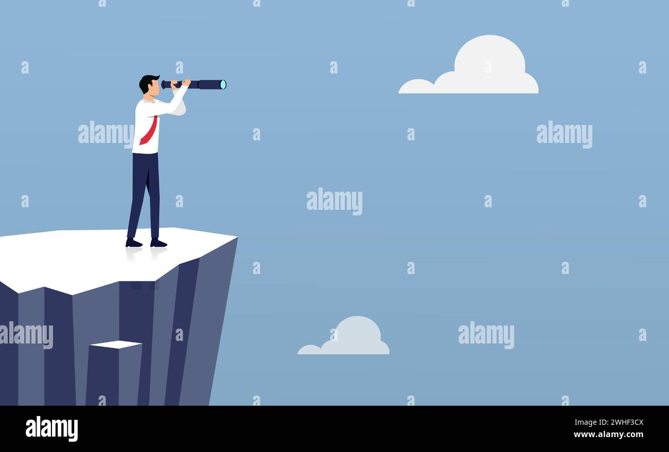 Business vision. Future strategy, leader and success job, flat vector ...