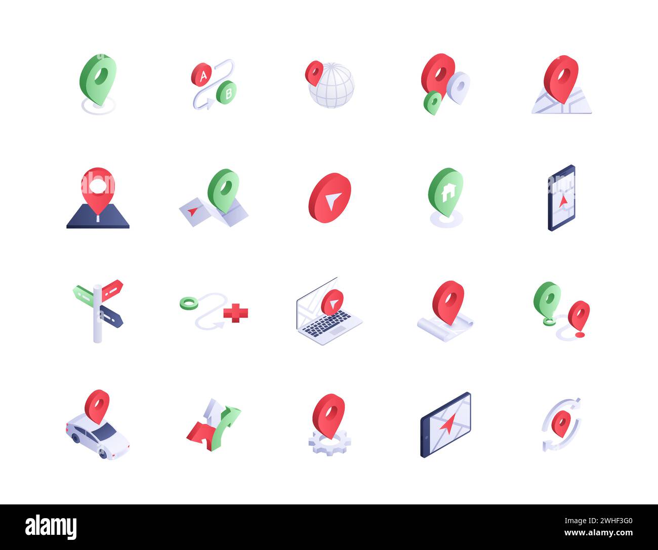 Location isometric icons vector set Stock Vector Image & Art - Alamy