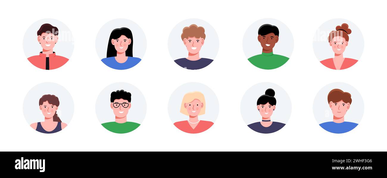 Circle people avatars vector set Stock Vector Image & Art - Alamy