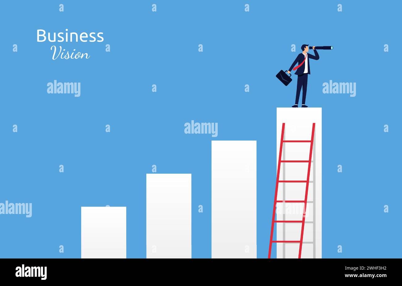 Man standing on ladder Stock Vector Images - Alamy