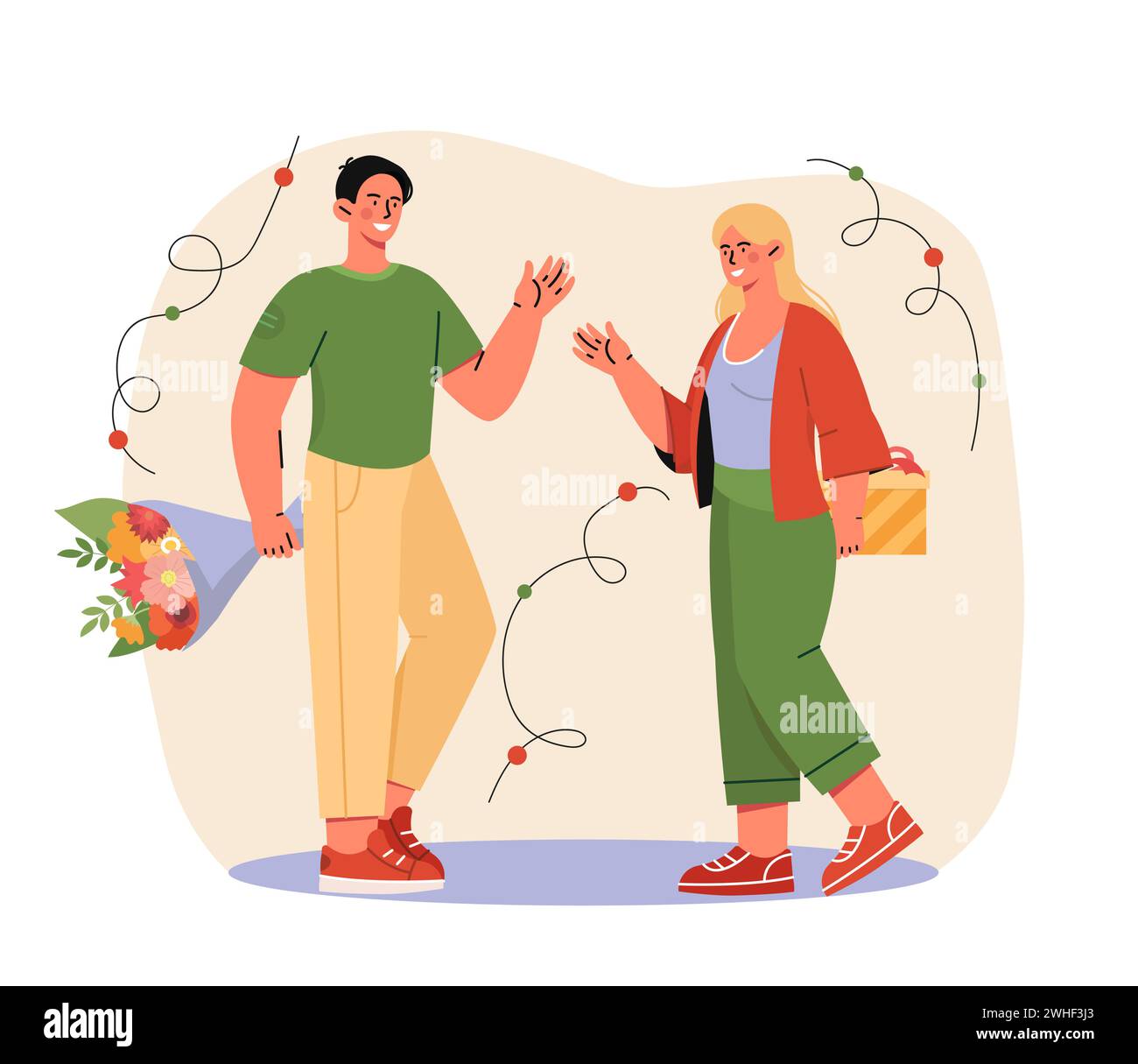 Woman giving gift boyfriend Stock Vector Images - Alamy