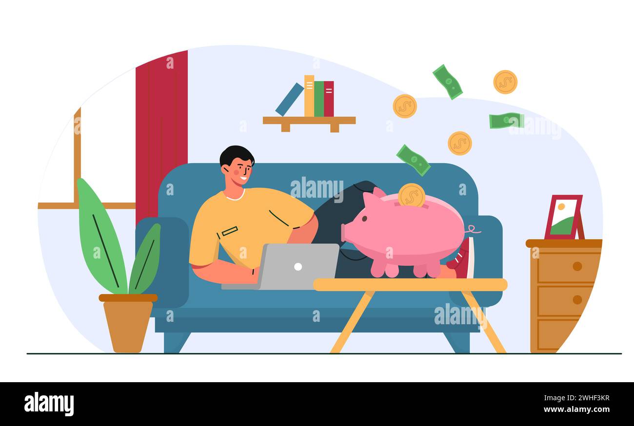 Happy millionaire in home vector Stock Vector Image & Art - Alamy