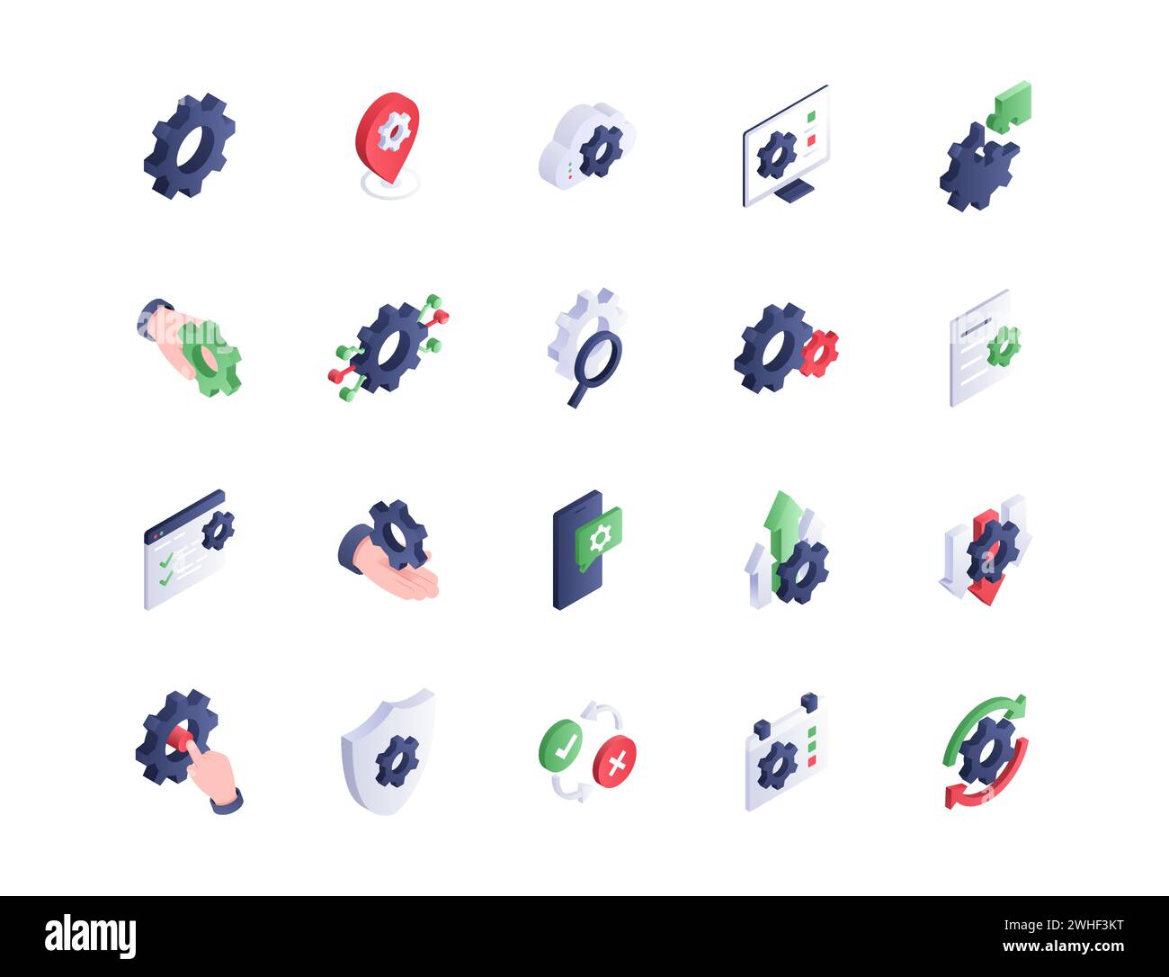 Gear isometric icons vector set Stock Vector Image & Art - Alamy