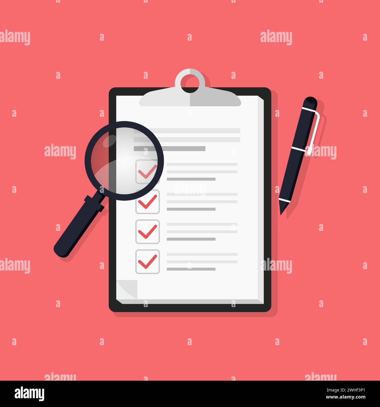 Flat illustration of clipboard with checklist icon. Checklist, complete ... Flat illustration of clipboard with checklist icon. Checklist, complete ...