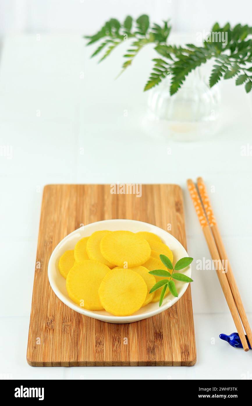 Japanese Takuan Same as Korean Yellow Pickled Radish or Danmuji Side ...