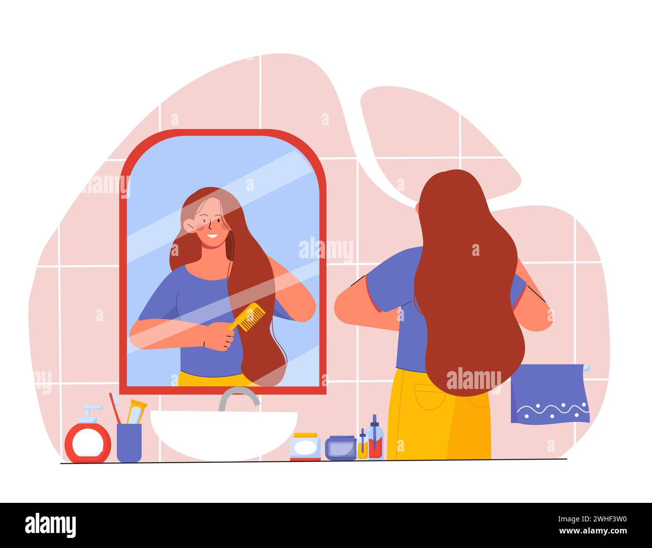 Woman with morning routine vector Stock Vector Image & Art - Alamy