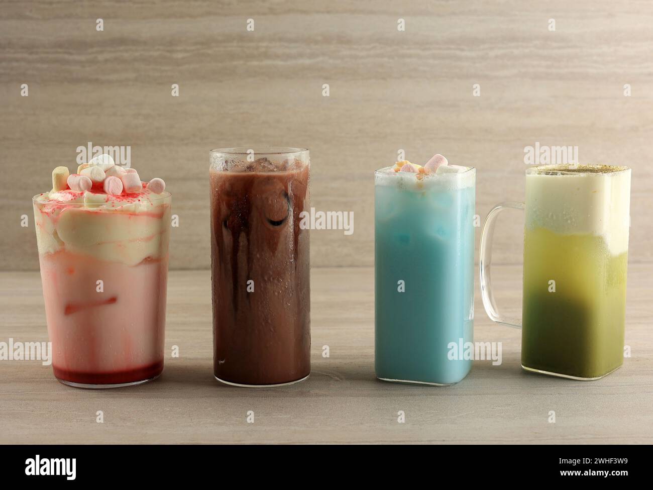 Colorful Milk Shake with Various Topping Concept Cafe Menu Stock Photo ...