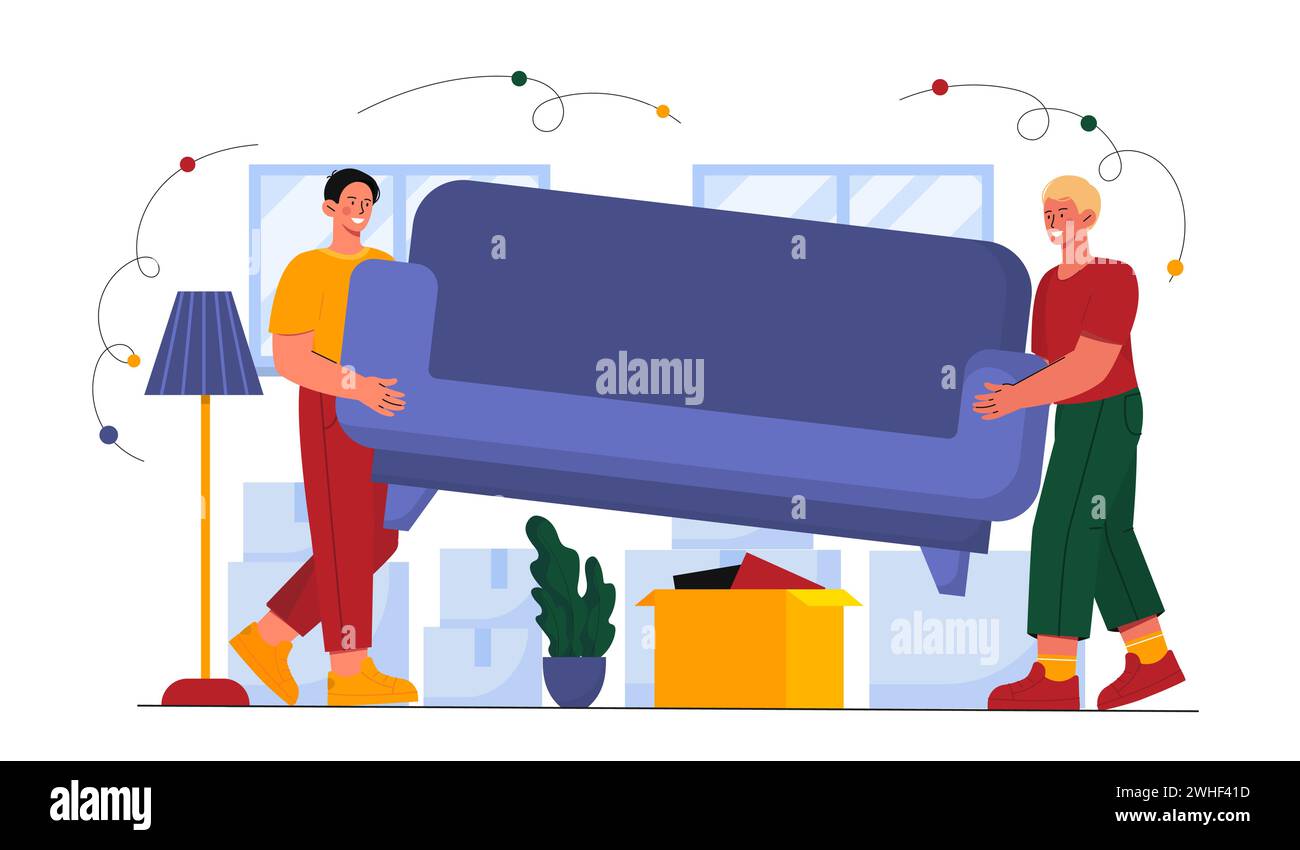 Loaders with sofa vector concept Stock Vector Image & Art - Alamy