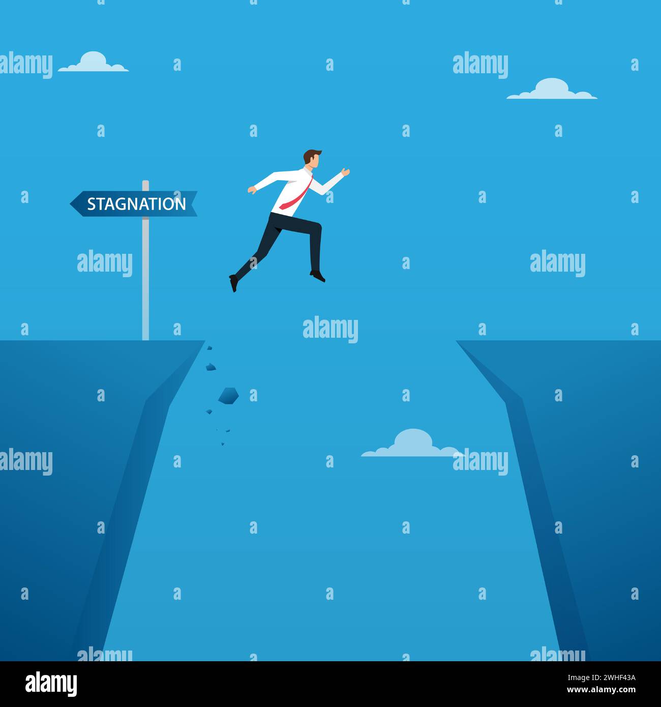Business concept vector illustration. Businessman jump over from ...