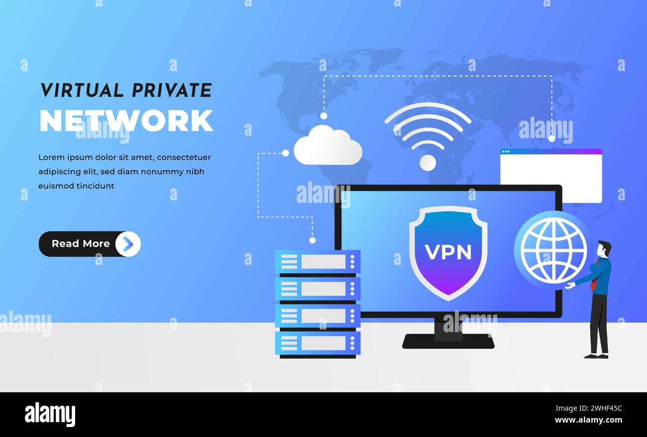 VPN service illustration landing page template. Illustration for ...