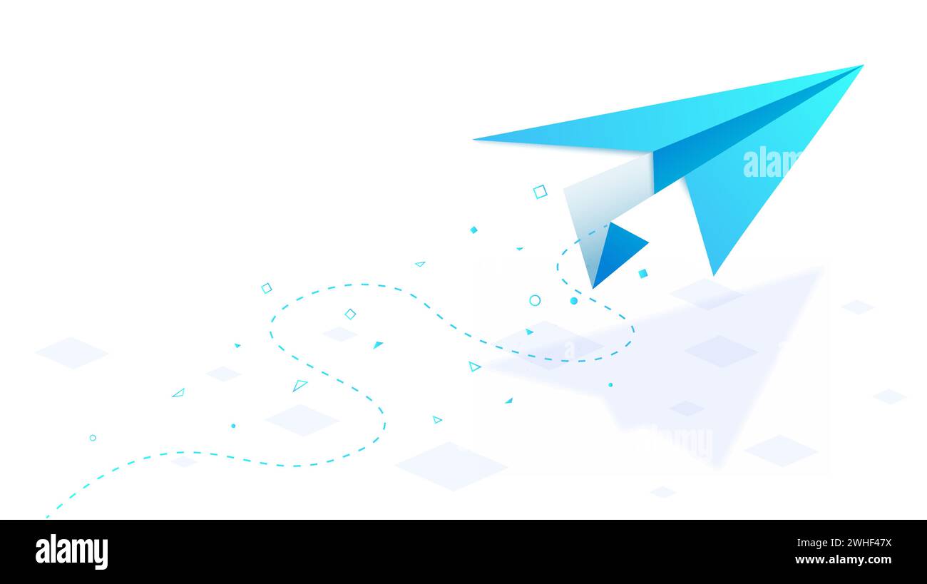 Blue paper plane 3d Stock Vector Images - Alamy