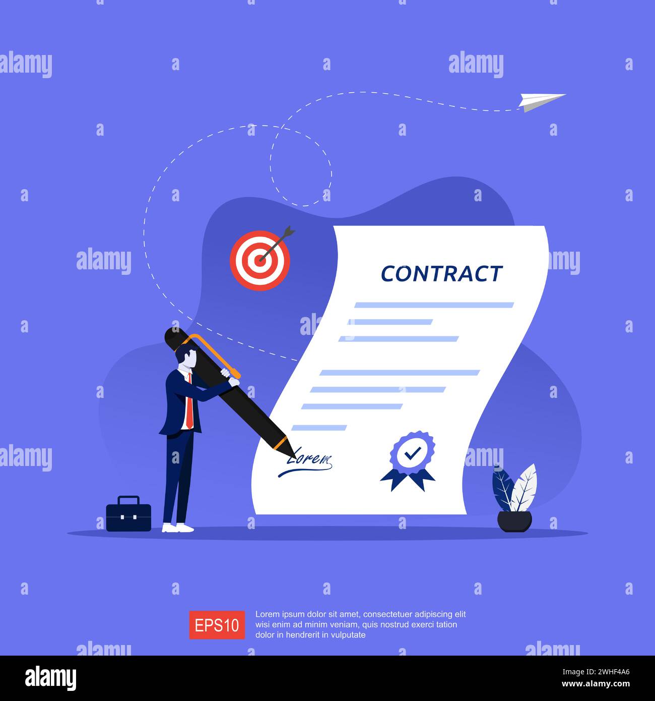 Businessman signing a contract concept vector illustration Stock Vector ...