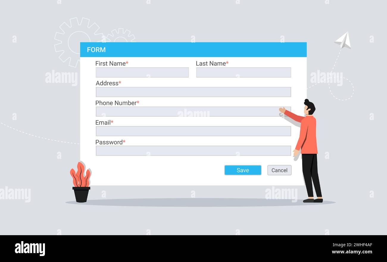 Registration form concept with man character vector illustration Stock ...