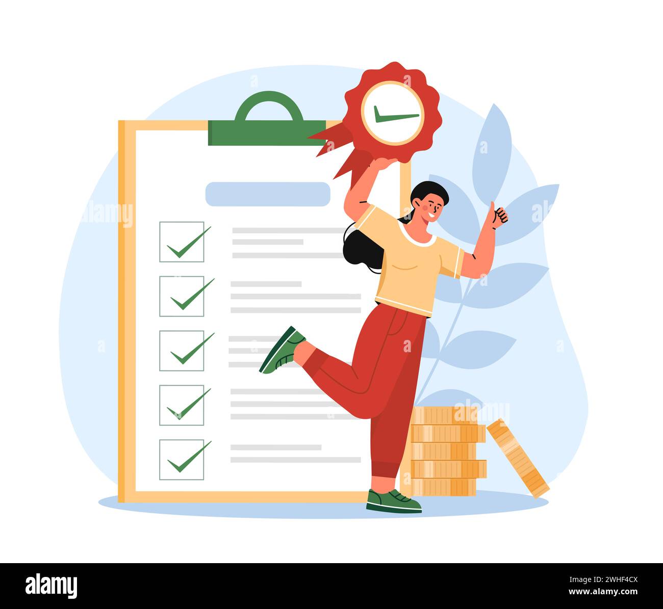 Woman with perfectly done tasks vector Stock Vector Image & Art - Alamy