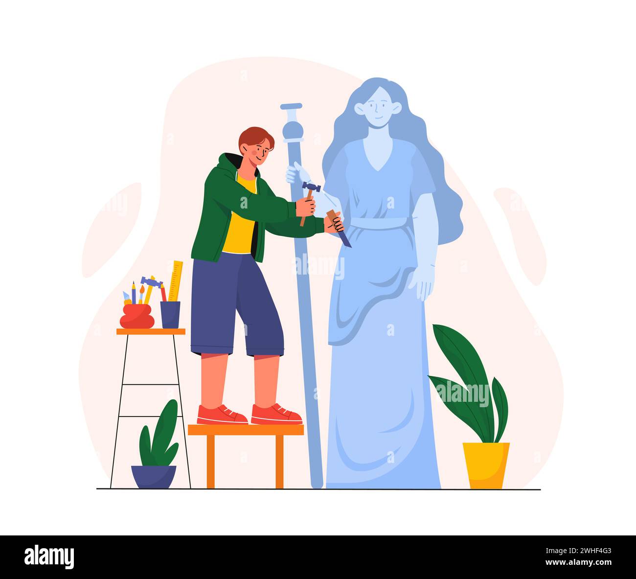 Sculptor In Workshop Vector Concept Stock Vector Image And Art Alamy