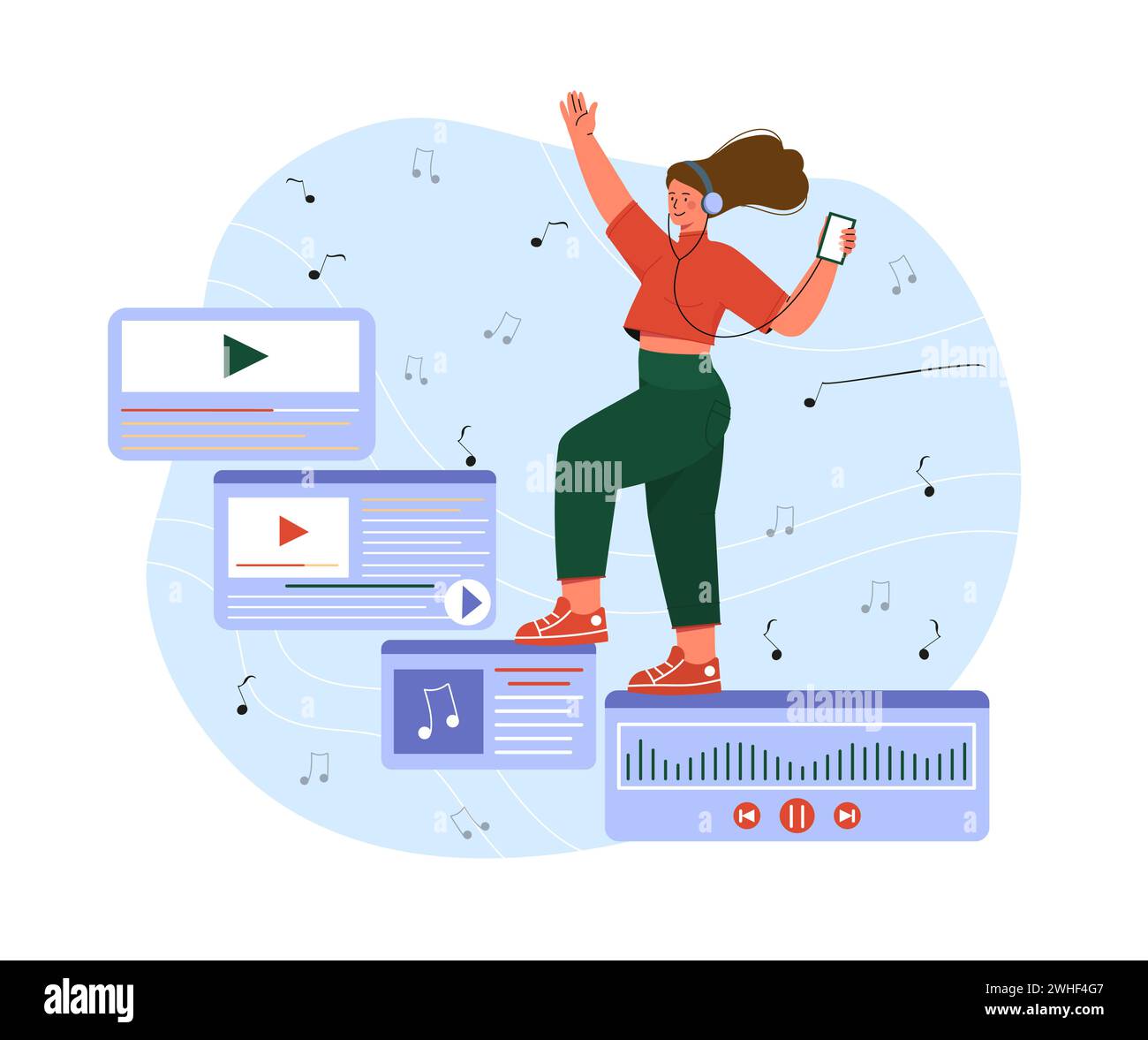 Woman with playlist music vector Stock Vector Image & Art - Alamy